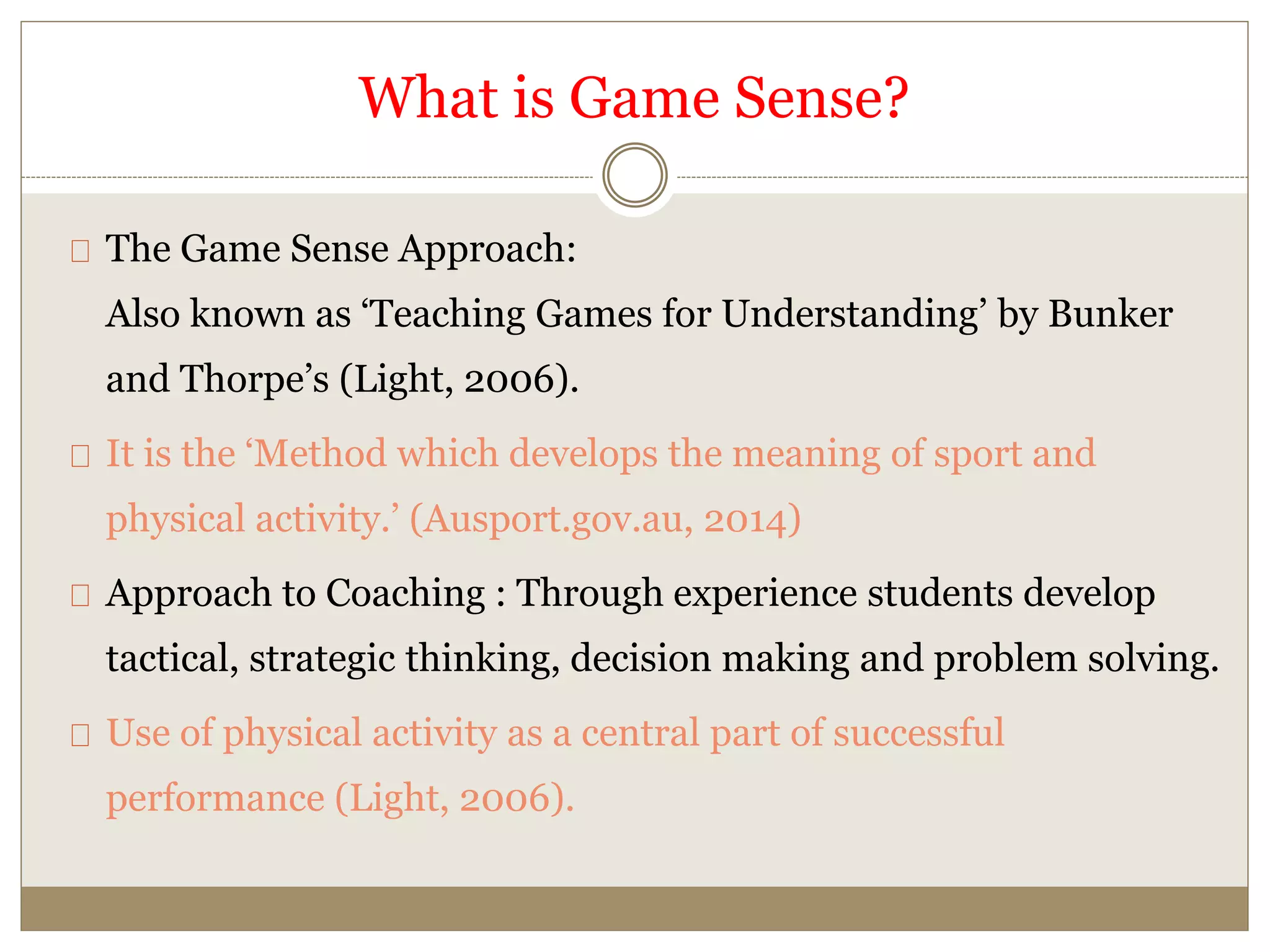 Game Sense Approach | PPTX