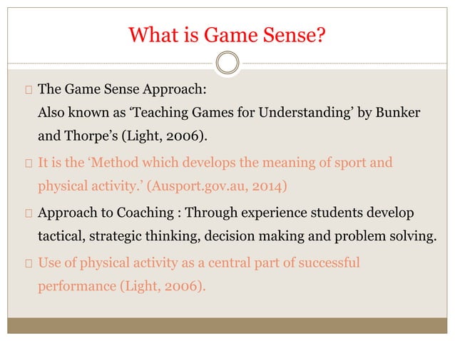 Game Sense Approach | PPT