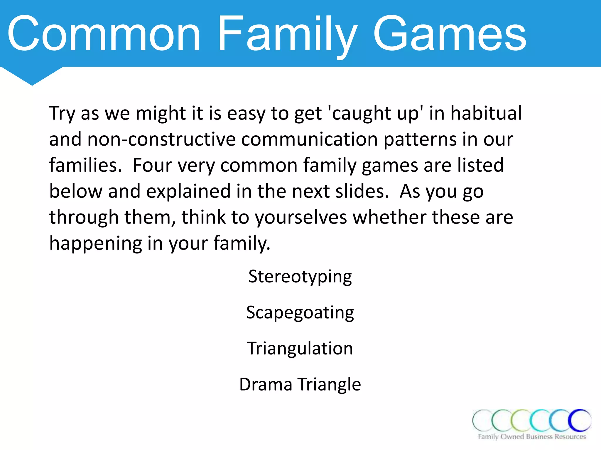 Common Communication Games that Families Play | PPTX