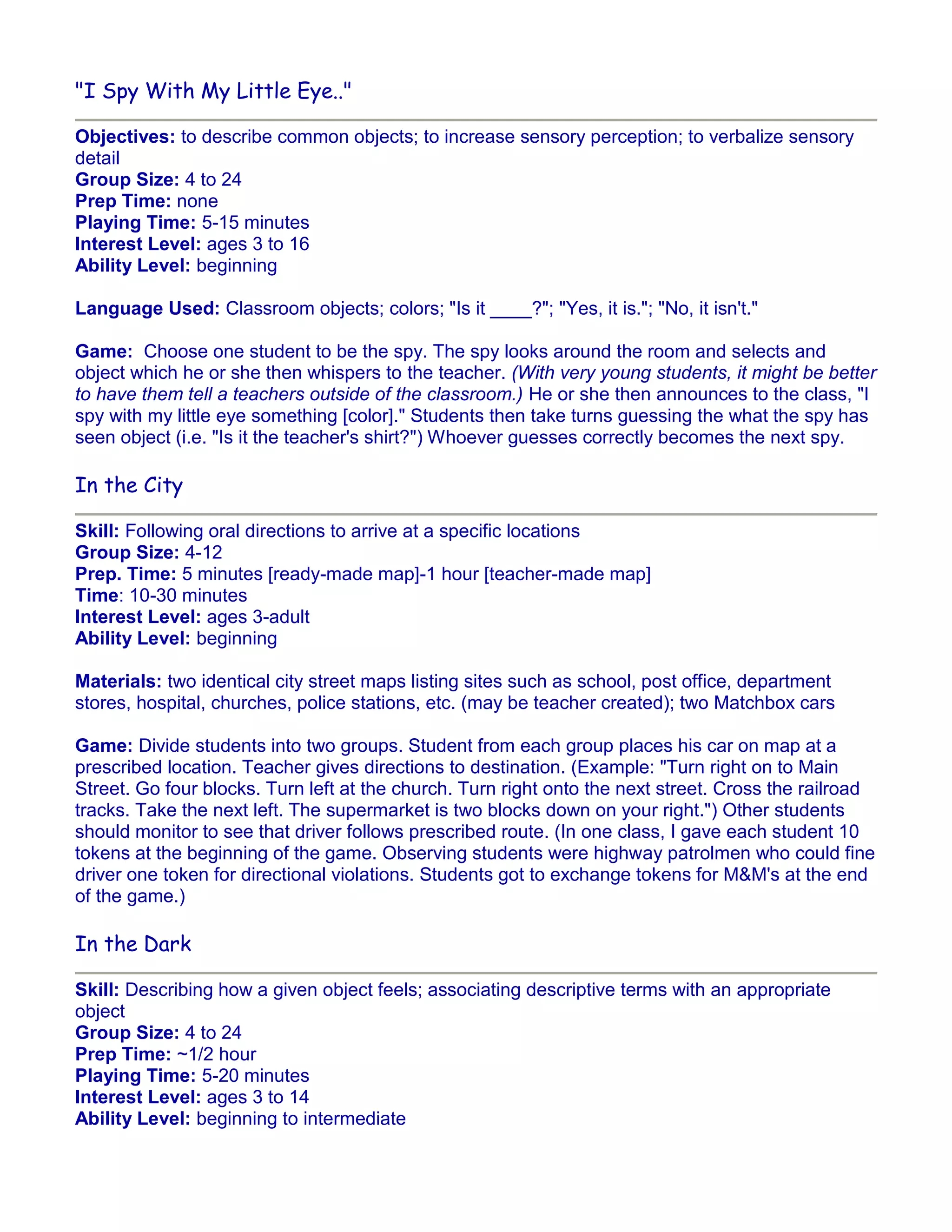 Games for young learners | PDF