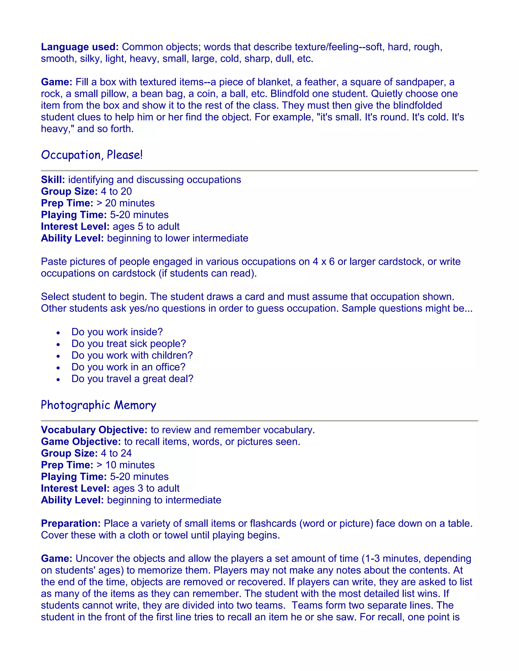 Games for young learners | PDF | Board Games and Puzzles | Games and ...