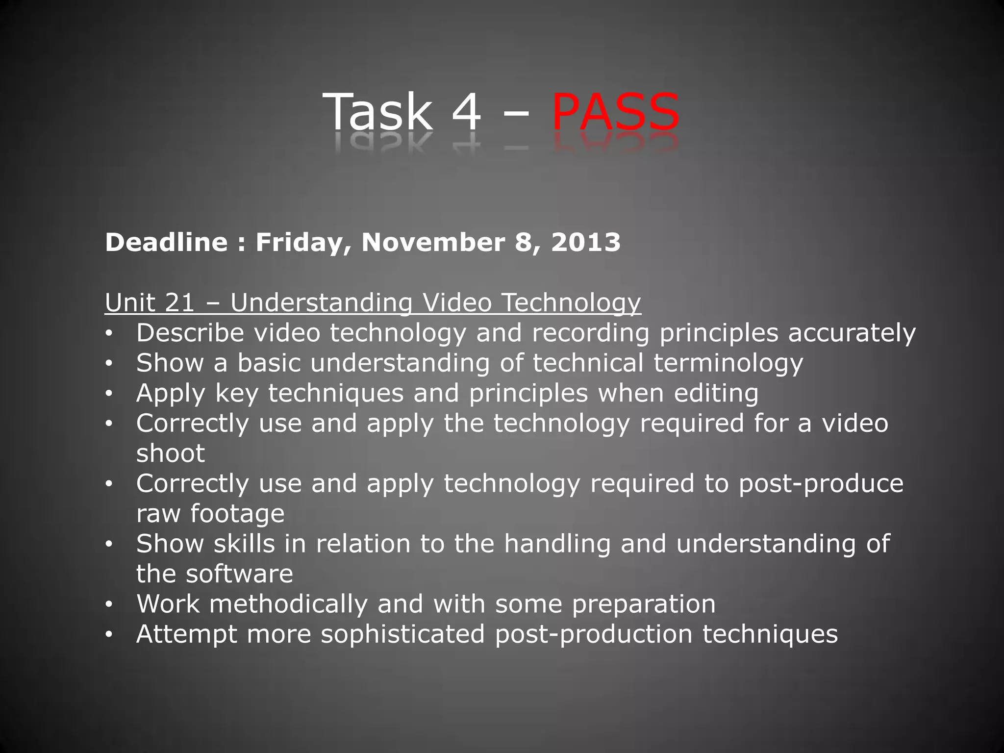 BTEC Y1 - Game Show Brief Overview | PPTX