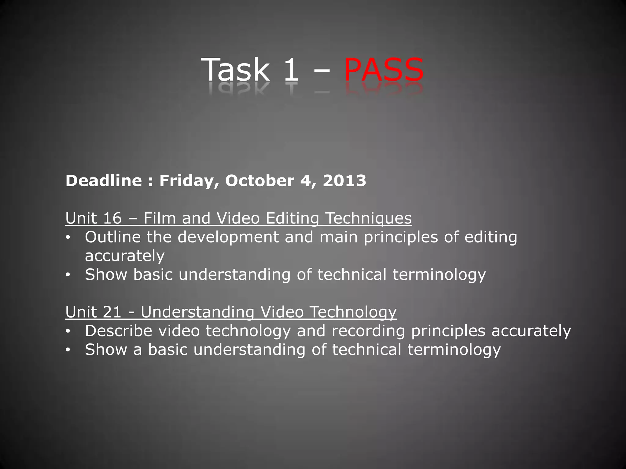 BTEC Y1 - Game Show Brief Overview | PPTX