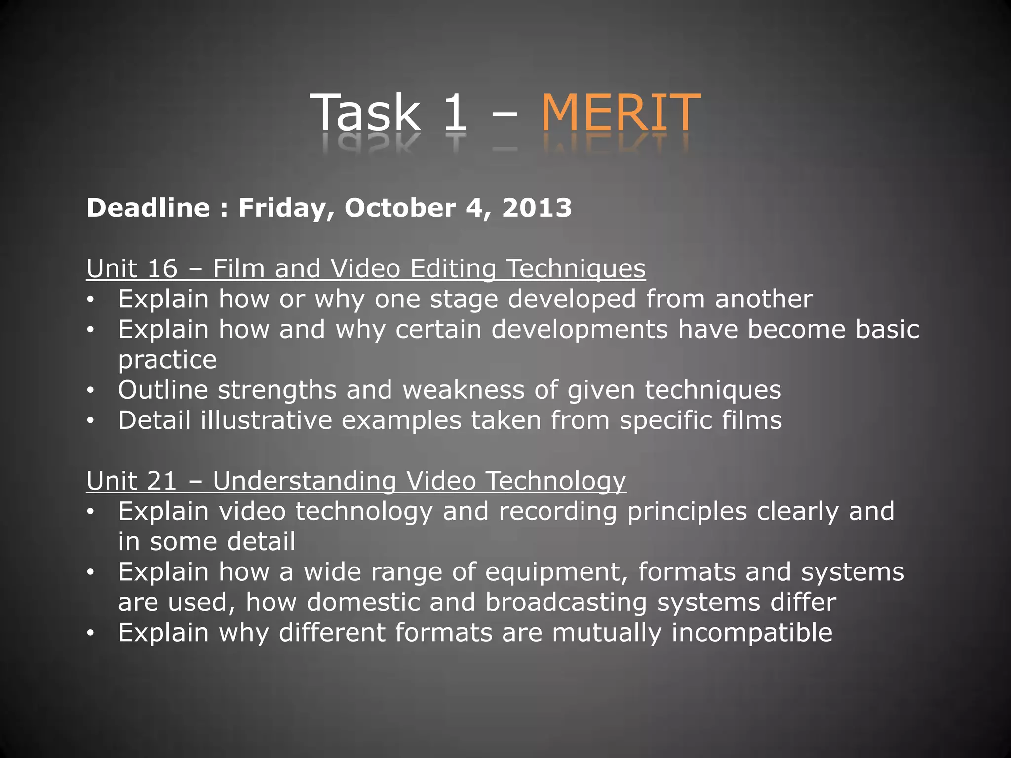 BTEC Y1 - Game Show Brief Overview | PPTX