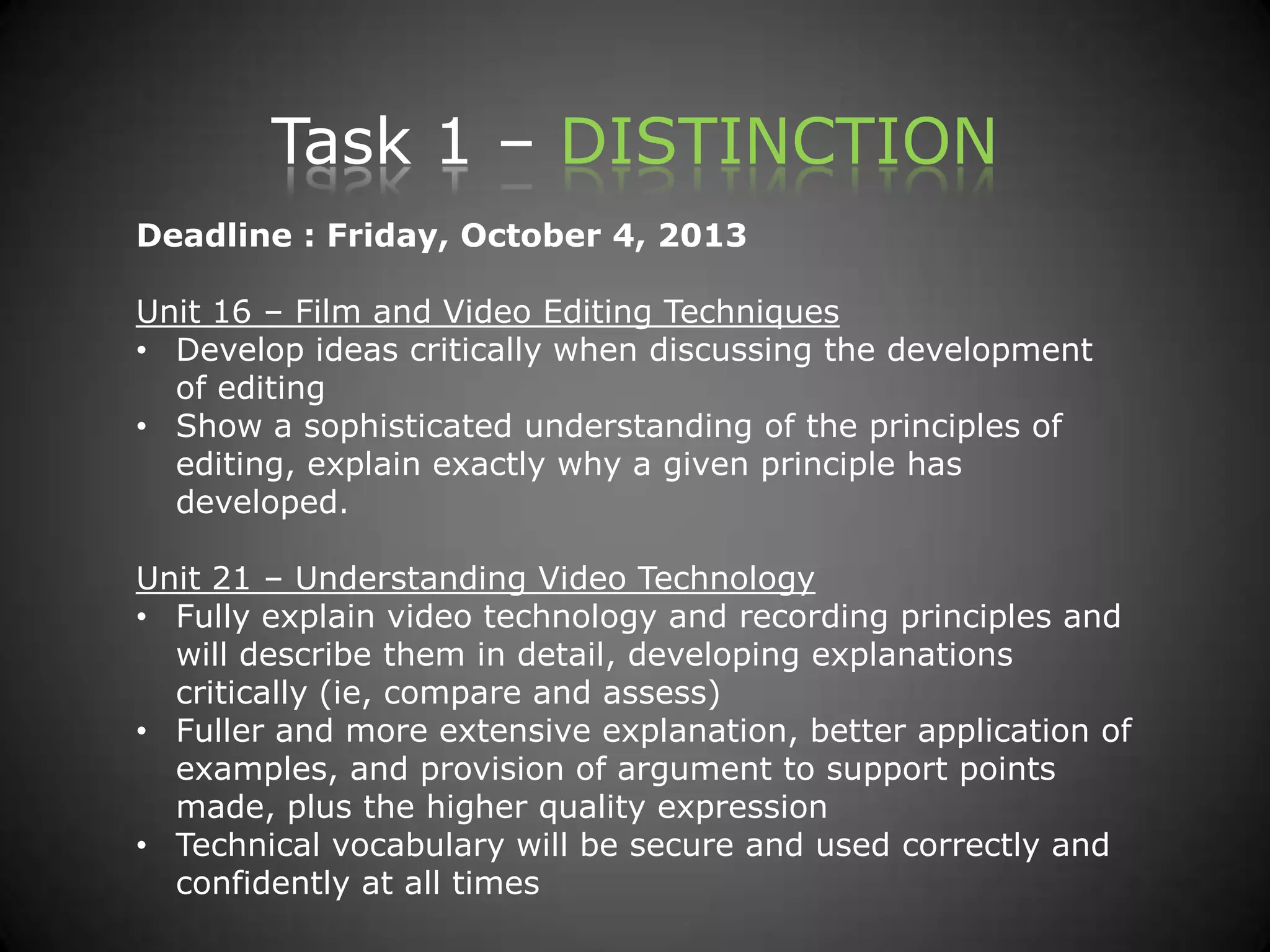 BTEC Y1 - Game Show Brief Overview | PPTX