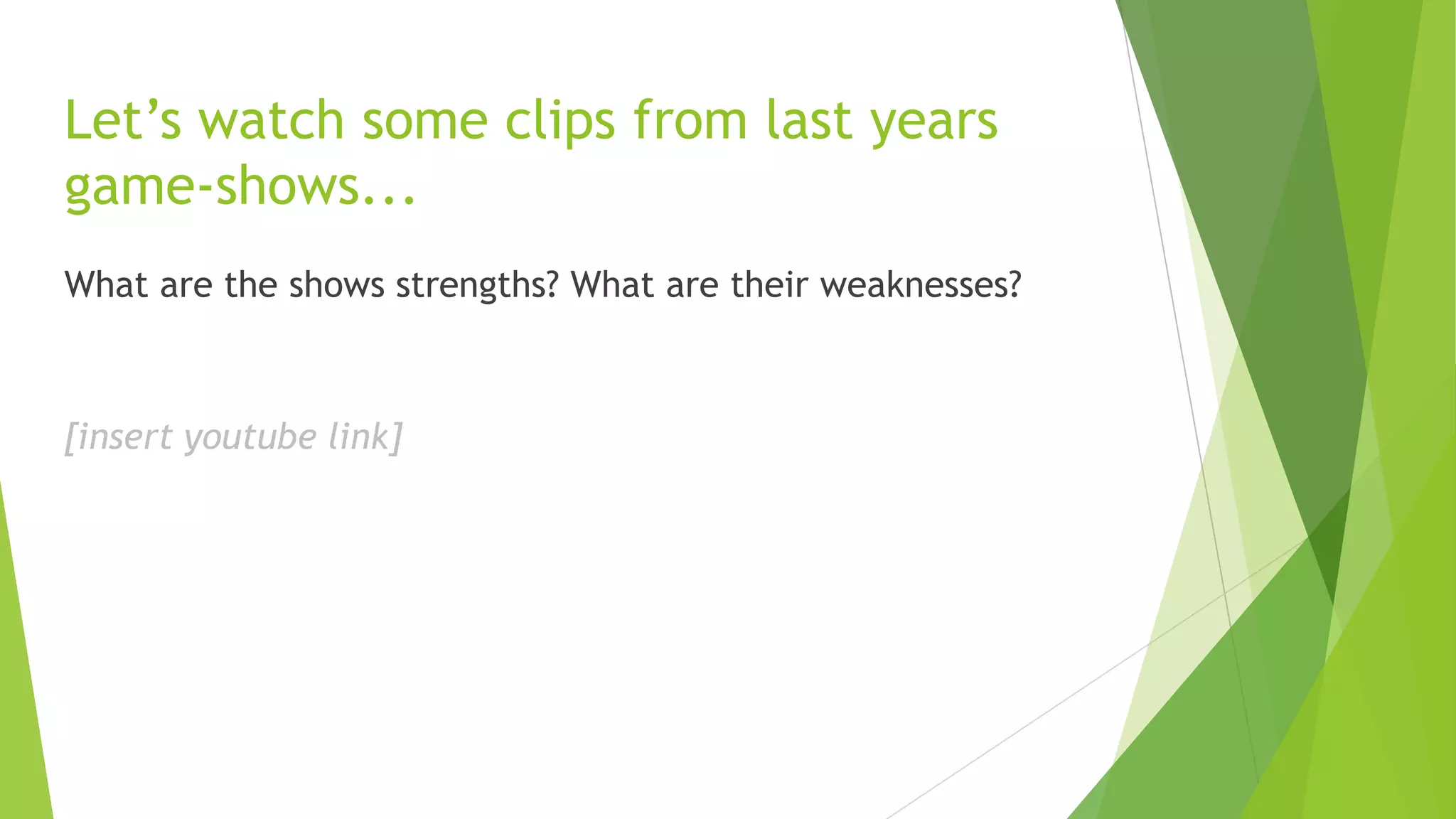 Gameshow planning | PPT