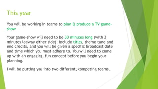 Gameshow planning | PPT