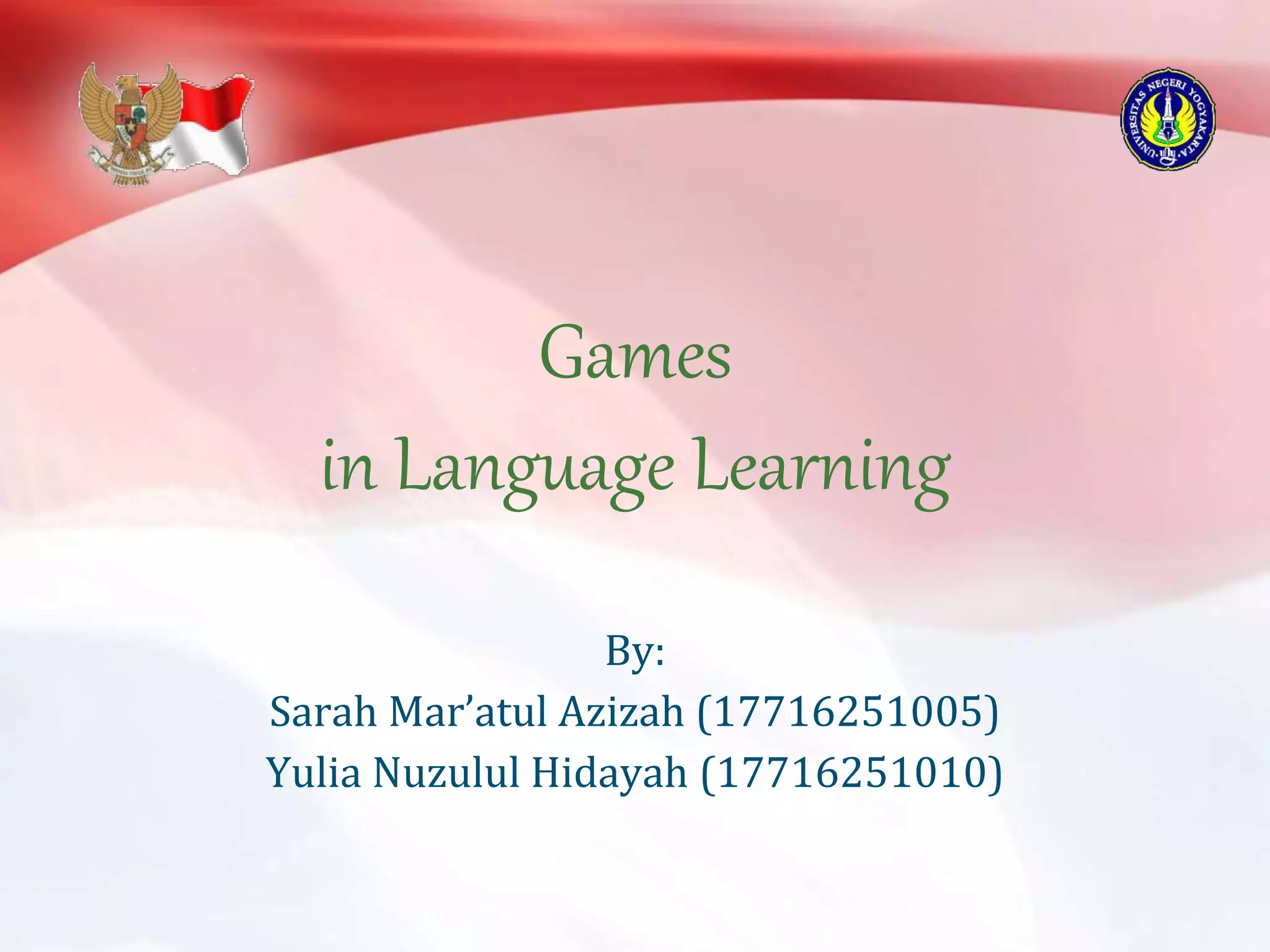 Games in language learning | PPTX