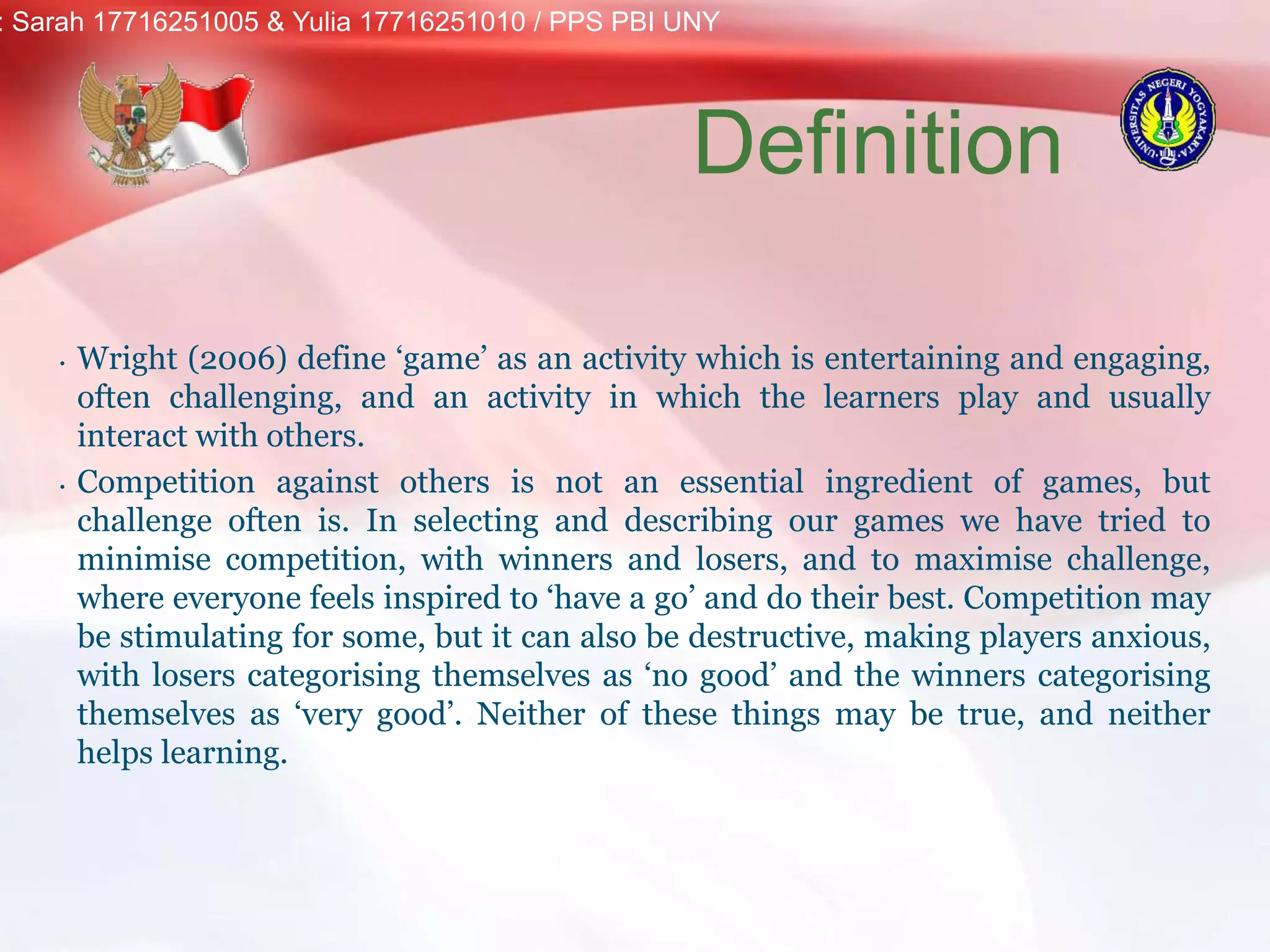 Games in language learning | PPTX