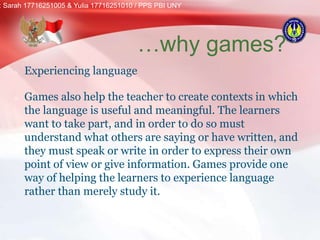 Games in language learning | PPTX
