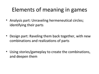 Story Design for Games as Experience/Emotional Design | PPT
