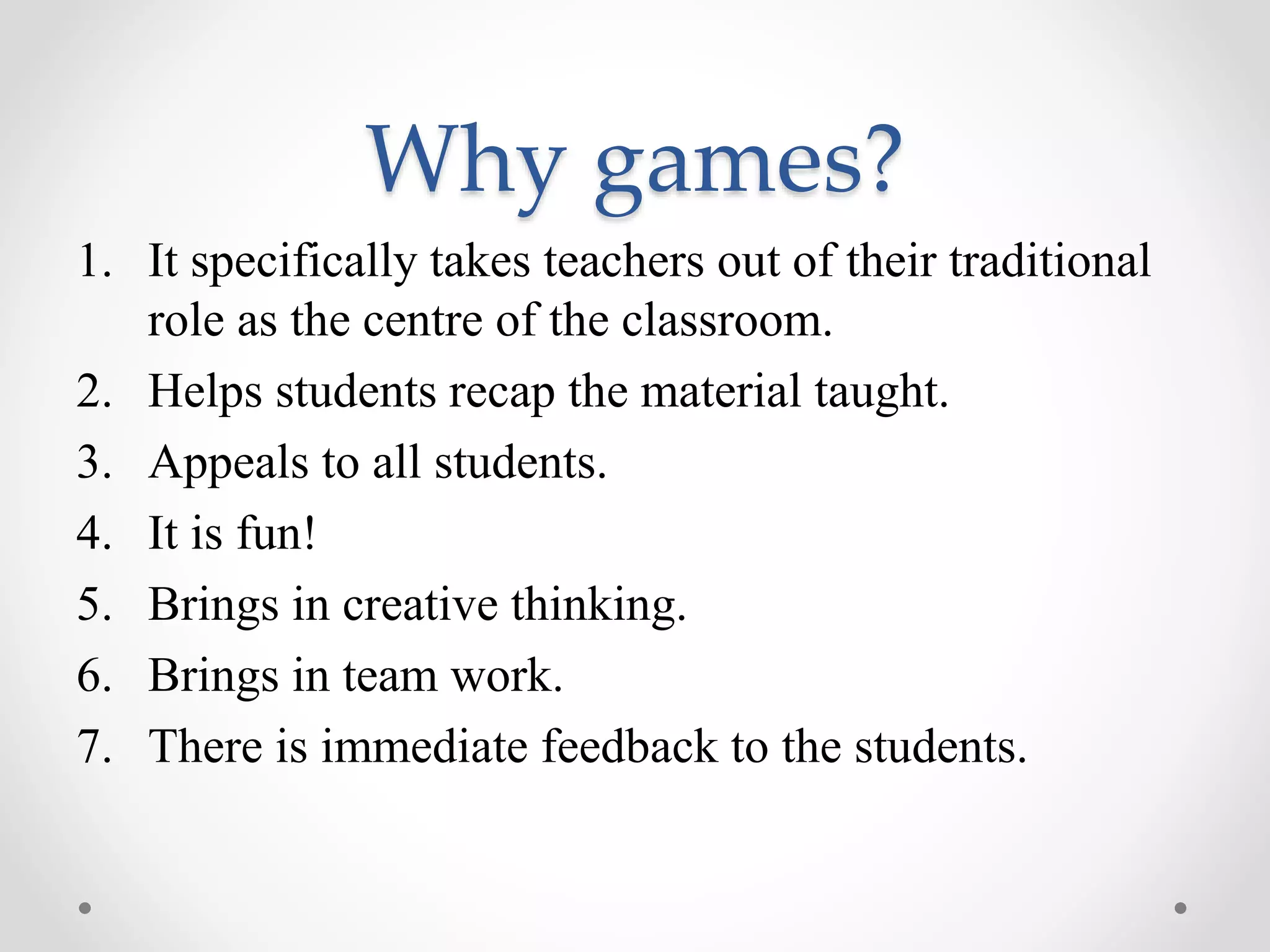 Game based learning in Primary math classrooms | PPTX