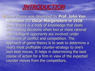 Game theory.ppt for Micro Economics content | PPT