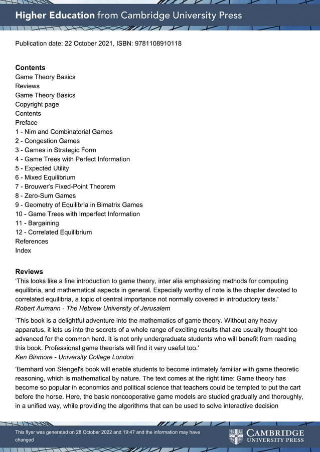 Game Theory Basics.pdf | Board Games and Puzzles | Games and Puzzles