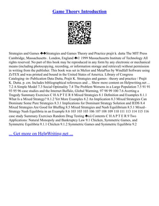Game Theory Introduction | PDF
