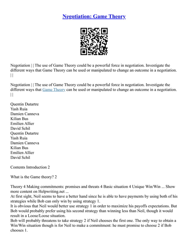 Game Theory Introduction | PDF