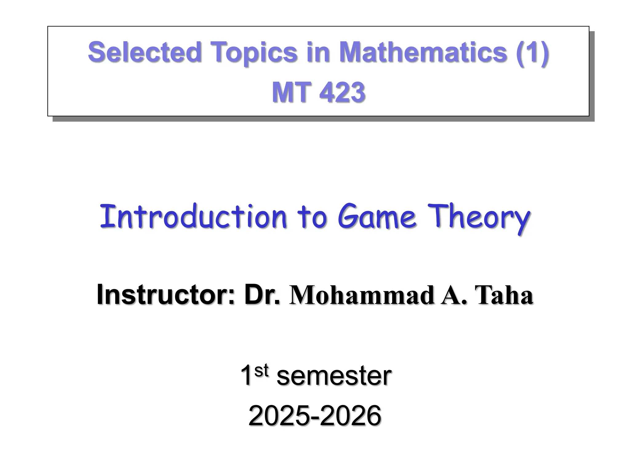 Game theory introduction Lecture one.pdf