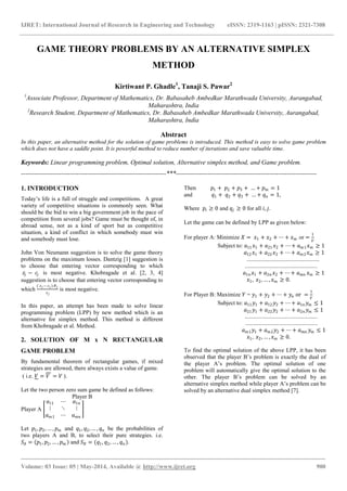 Game theory problems by an alternative simplex method | PDF