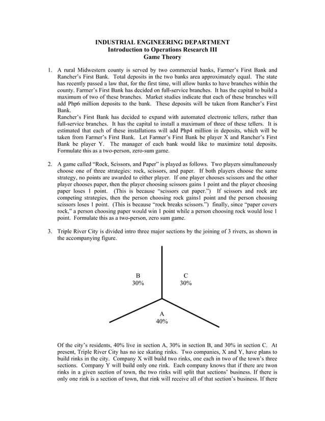 Game theory problem set | PDF
