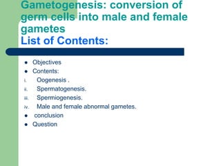Gametogenesis conversion of germ cells into male and female gametes.ppt