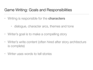 Game Writing & Narrative Design | PPT
