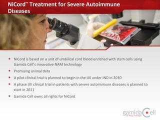 Gamida cell ppt_english_5-5-2010 | PPT