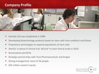 Gamida cell ppt_english_5-5-2010 | PPT