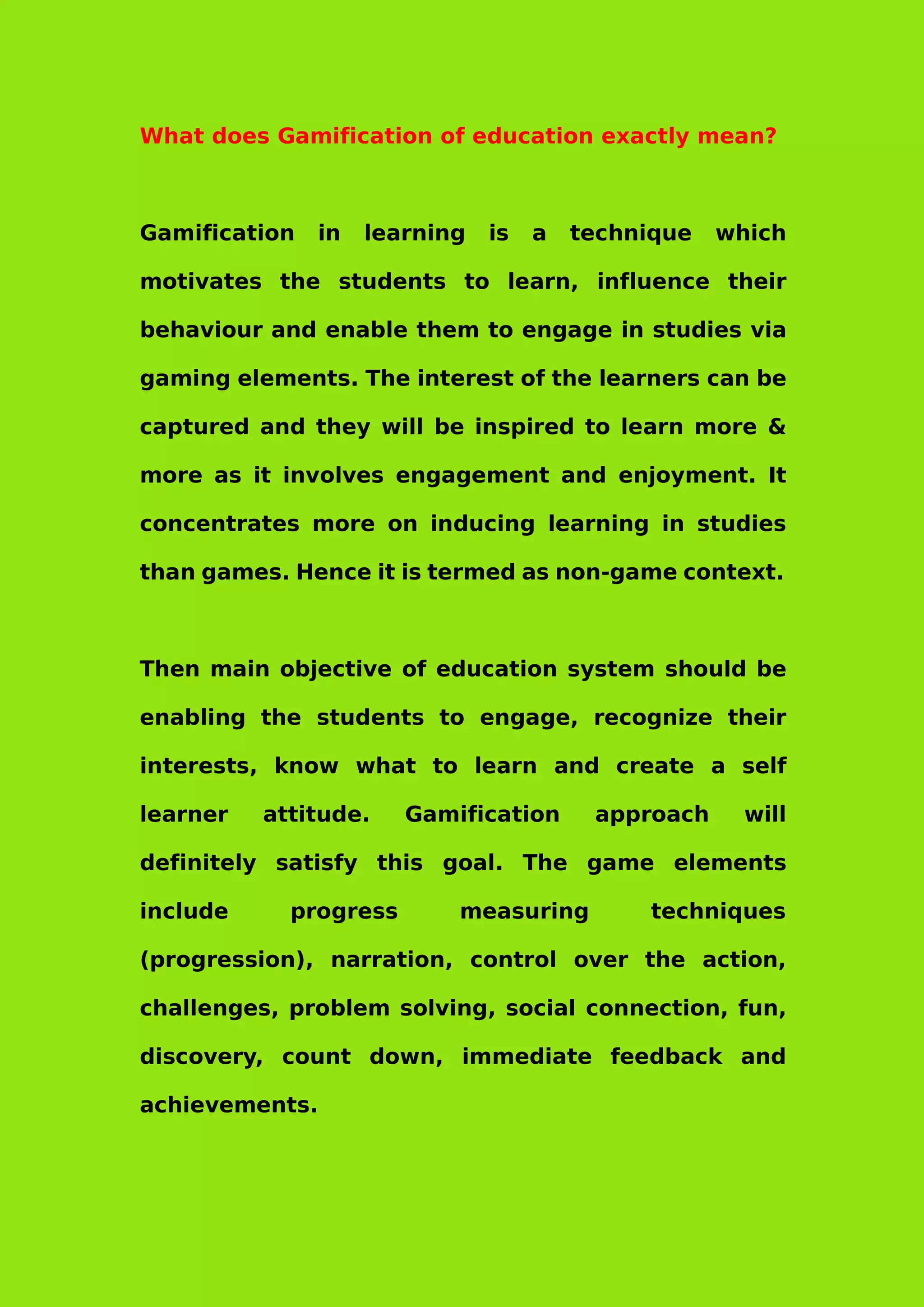 What is Gamification in Education ? | PDF