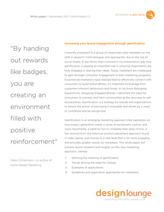 Gamification - Are you a player in the brand engagement game? | PDF