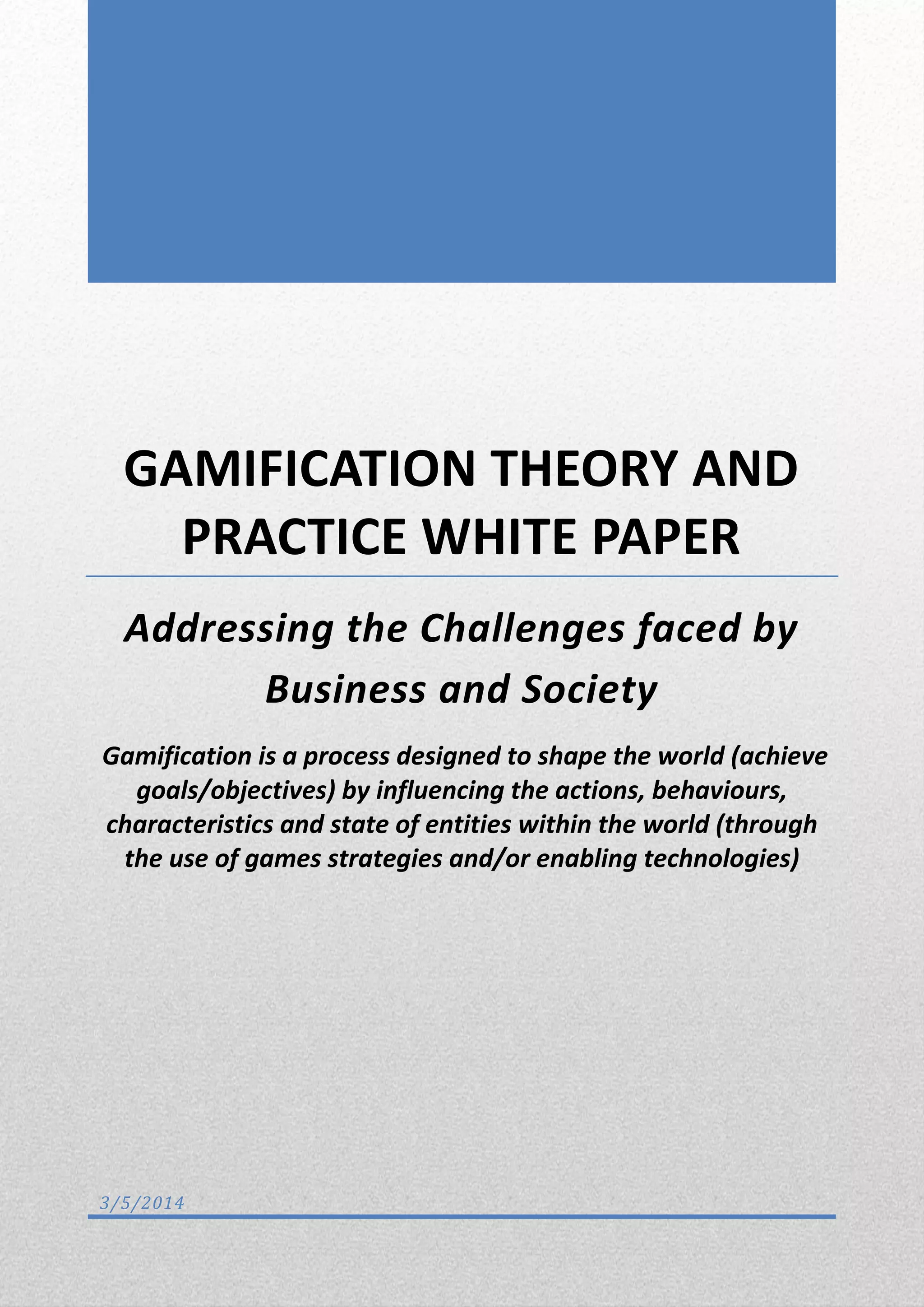 Gamification and Enabling Technologies White Paper | PDF