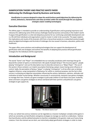 Gamification and Enabling Technologies White Paper | PDF