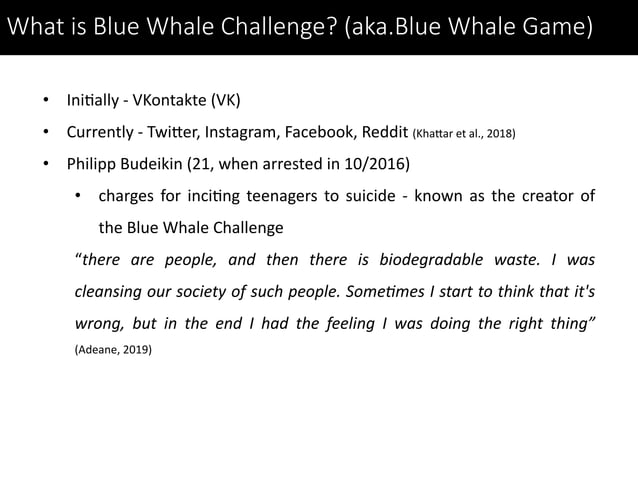 The Deadly Gamification Challenge of #BlueWhale | PPT