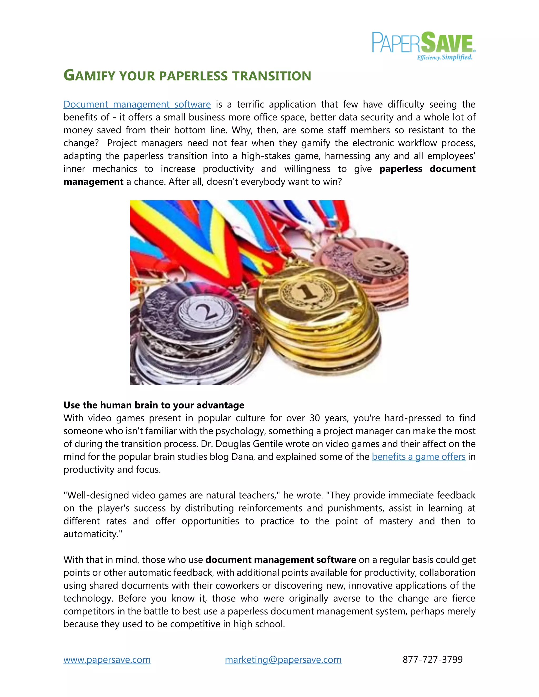 Gamify your paperless transition | PDF | Desktop Publishing | Computer ...