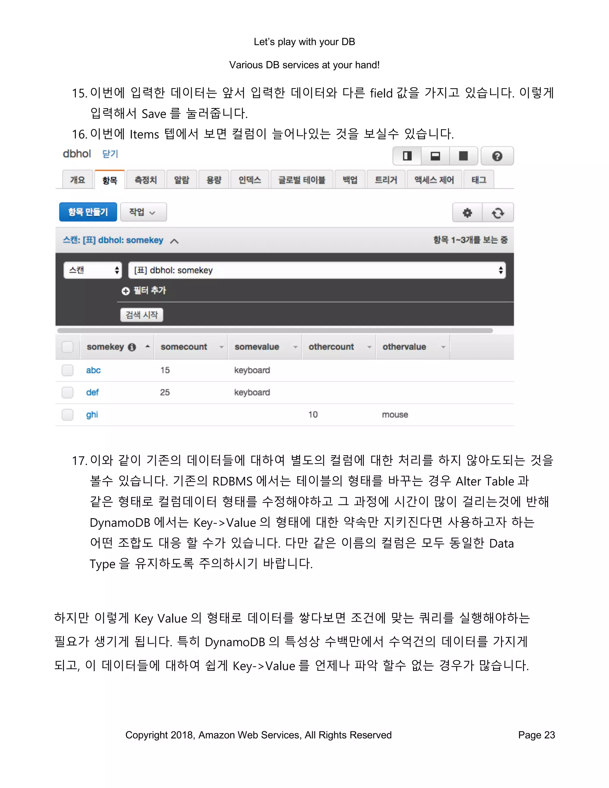 게임을 위한 Aws의 다양한 관리형 Database 서비스 Hands On Lab 김성수 솔루션즈 아키텍트 Aws