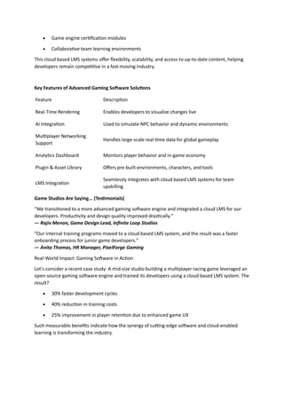 Gaming Software Solutions That Power Modern Game Design | PDF