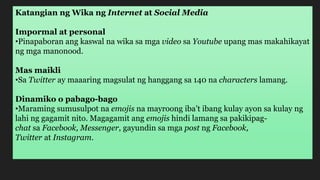 gamit ng wika sa social media KOMUNIKASYON AT PANANALIKSIK SA WIKA AT KULTURANG PILIPINO.pptx