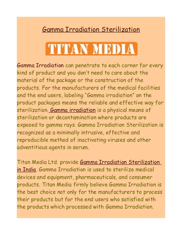 Gamma Irradiation Sterilization