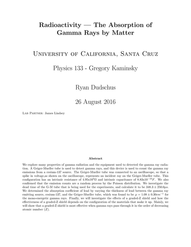 Radioactivity -- The Absorption of Gamma Rays by Matter | PDF | Chemistry | Science