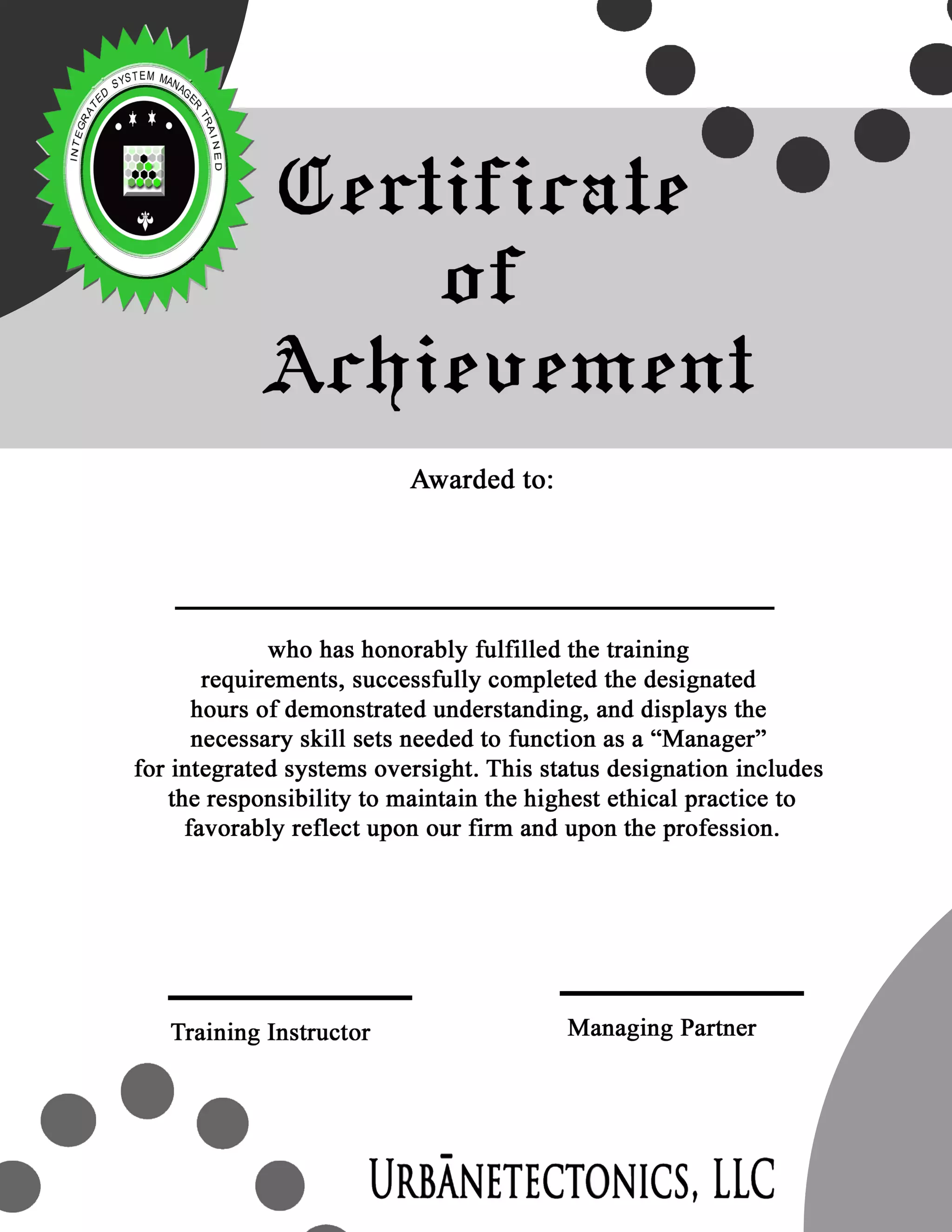 Integrated System Management Training Certificate | PDF