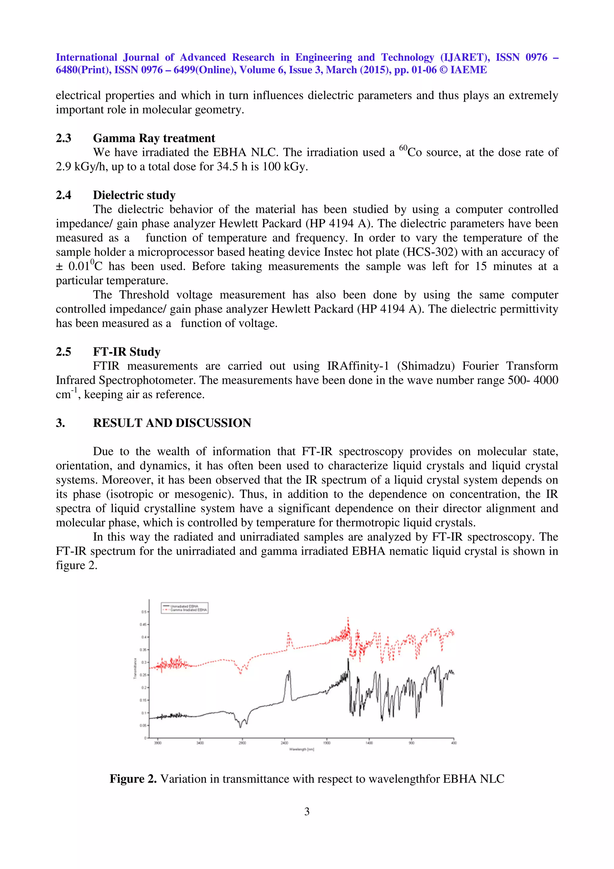 GAMMA RADIATION-INDUCED TRANSFORMATIONAL CHANGE IN IR SPECTRUM OF EBHA ...