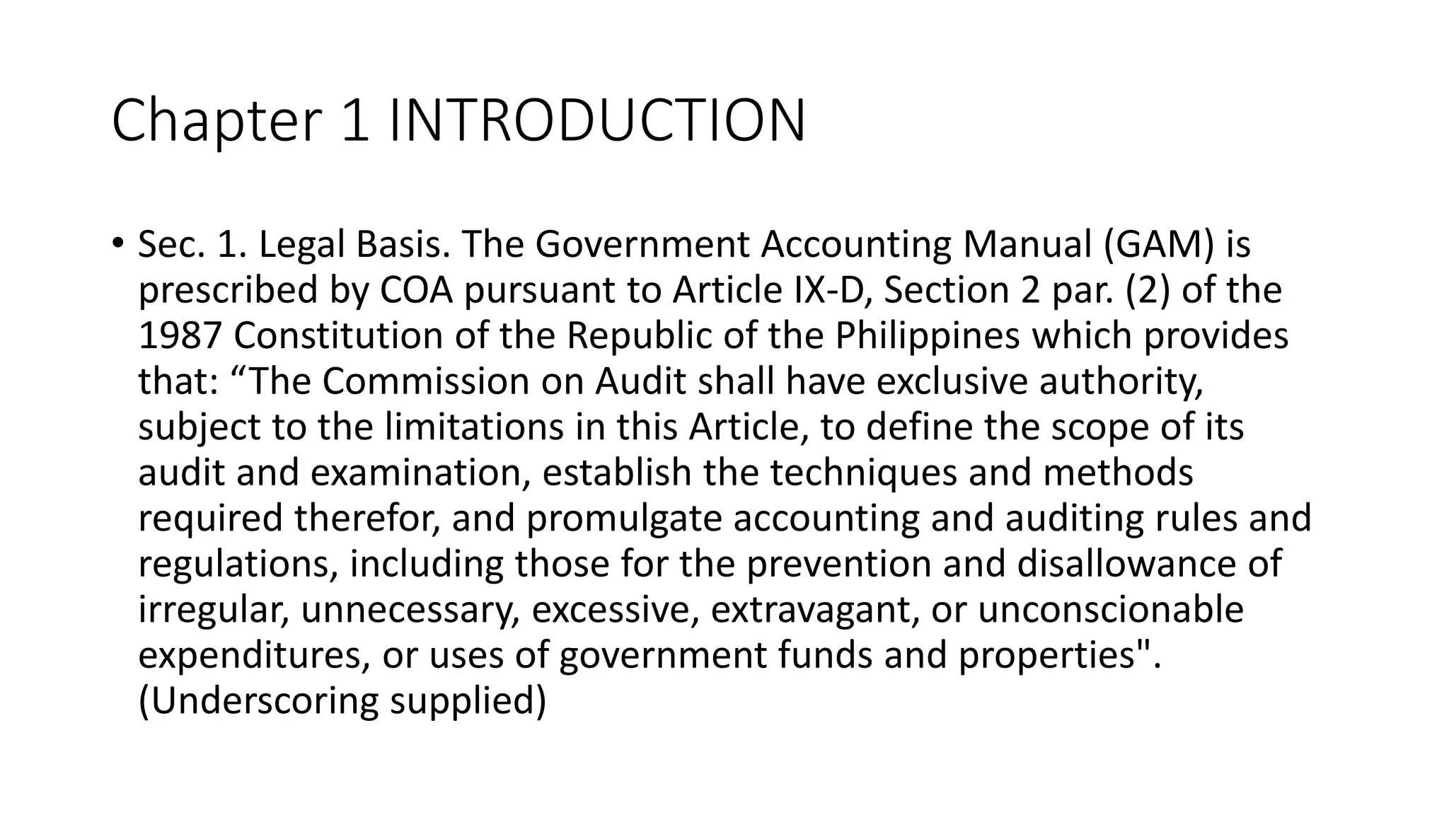 Government Accounting Manual for National Government Agencies | PPTX