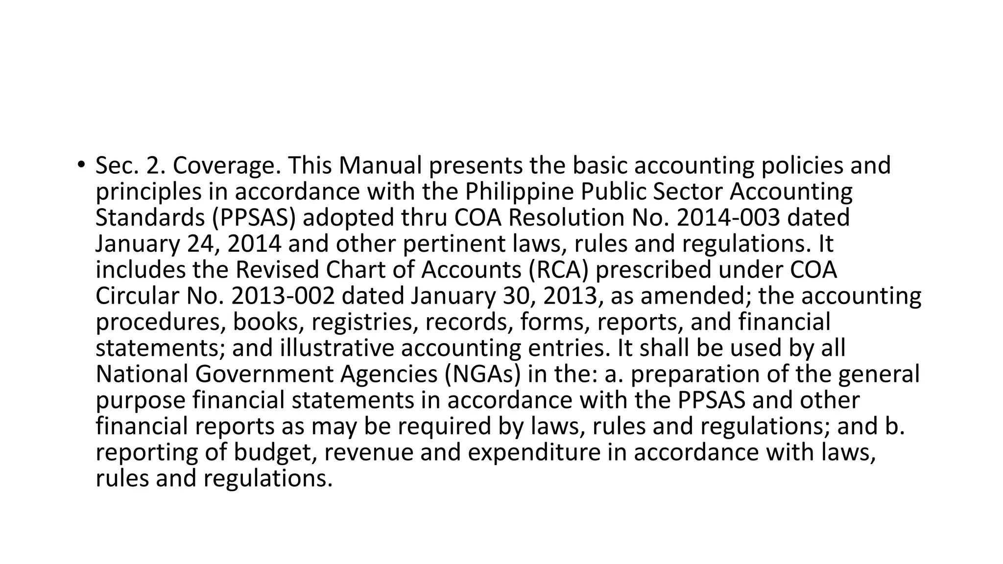 Government Accounting Manual for National Government Agencies | PPTX