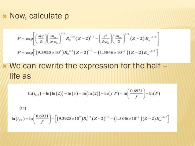 Gamow theory of alpha decay by prerna | PDF | Chemistry | Science