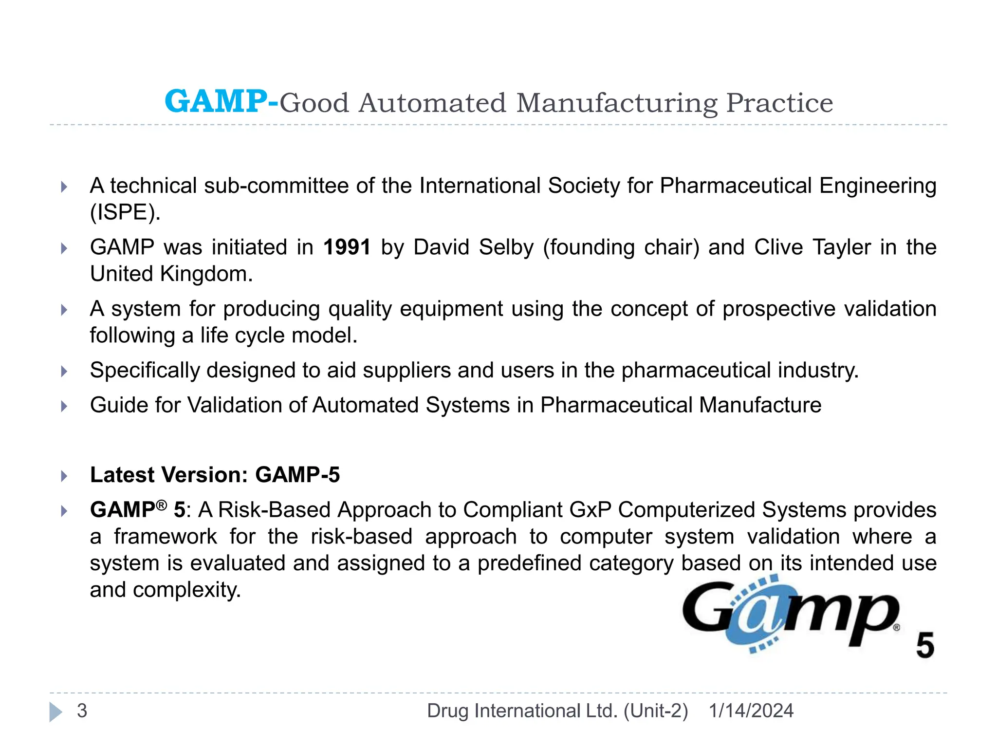A GAMP Approach to Data Integrity, Electronic Records & Signatures & Operation of GxP ...