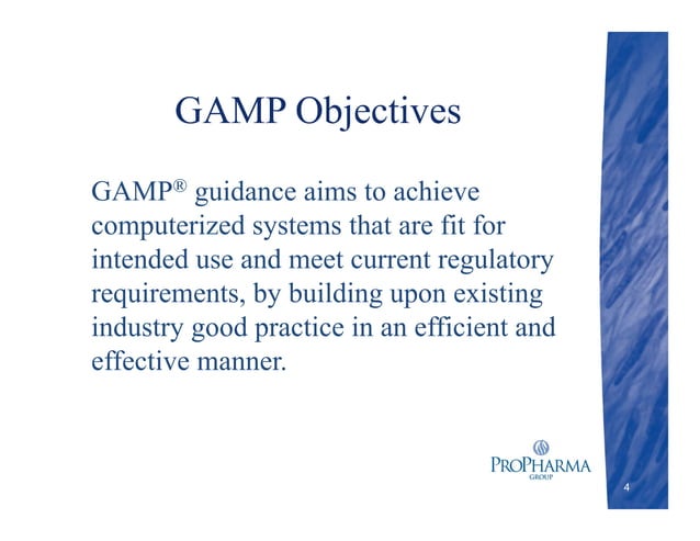 Overview of Computerized Systems Compliance Using the GAMP® 5 Guide | PDF Overview of Computerized Systems Compliance Using the GAMP® 5 Guide | PDF