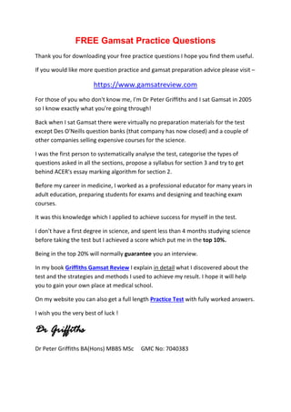 Gamsat Practice Questions | PDF