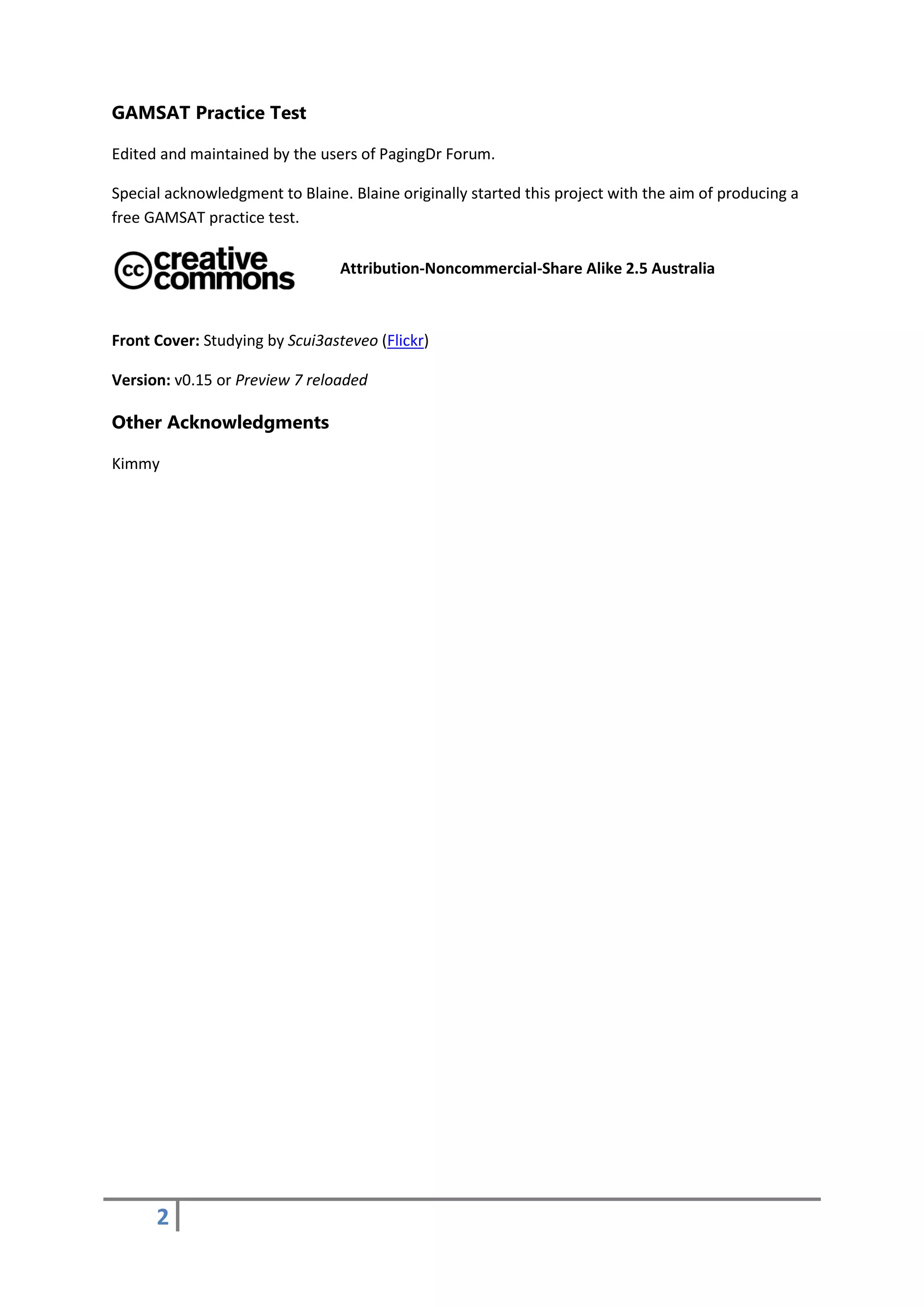 GAMSAT Practice Test (v0.15) | PDF