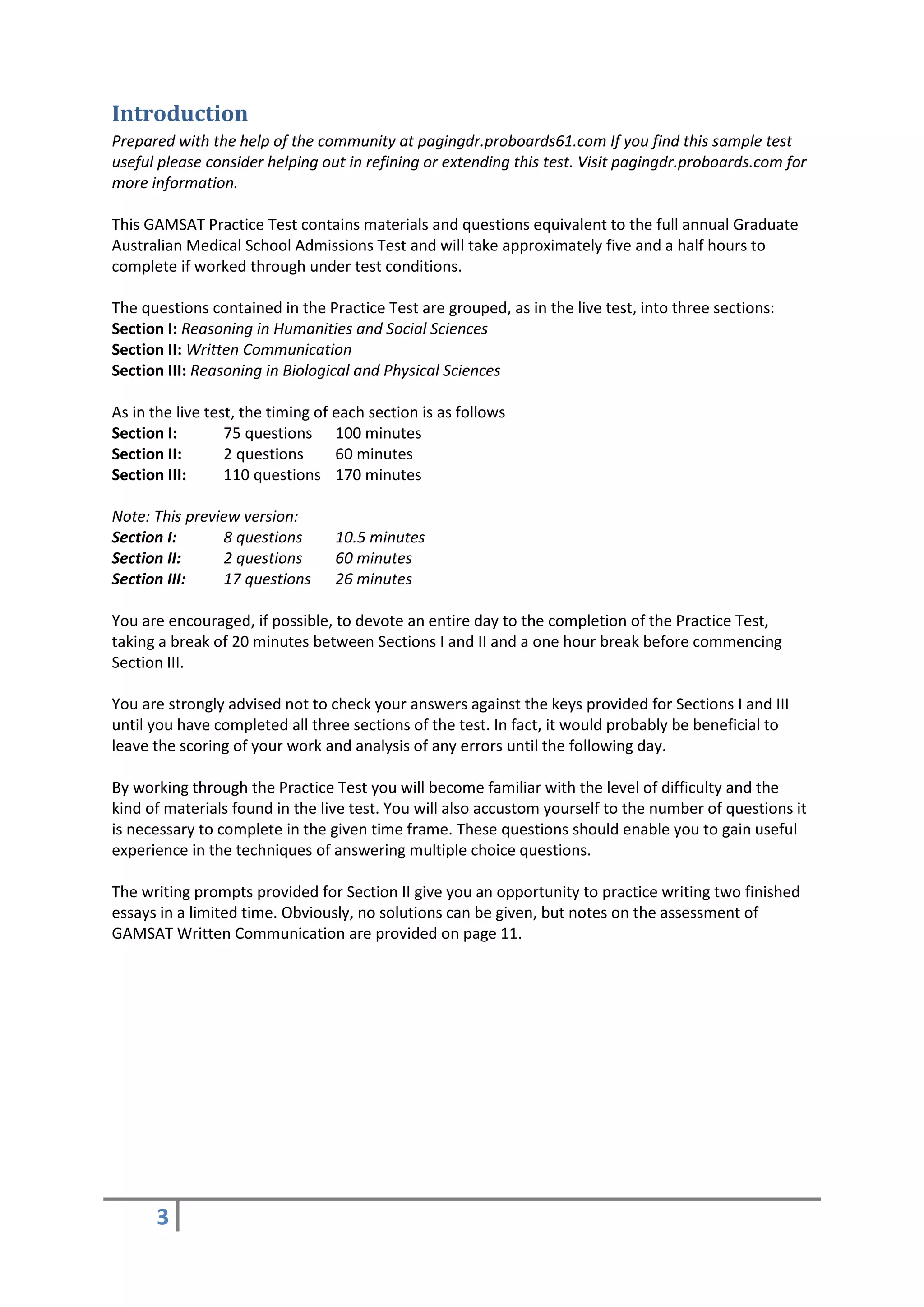 GAMSAT Practice Test (v0.15) | PDF