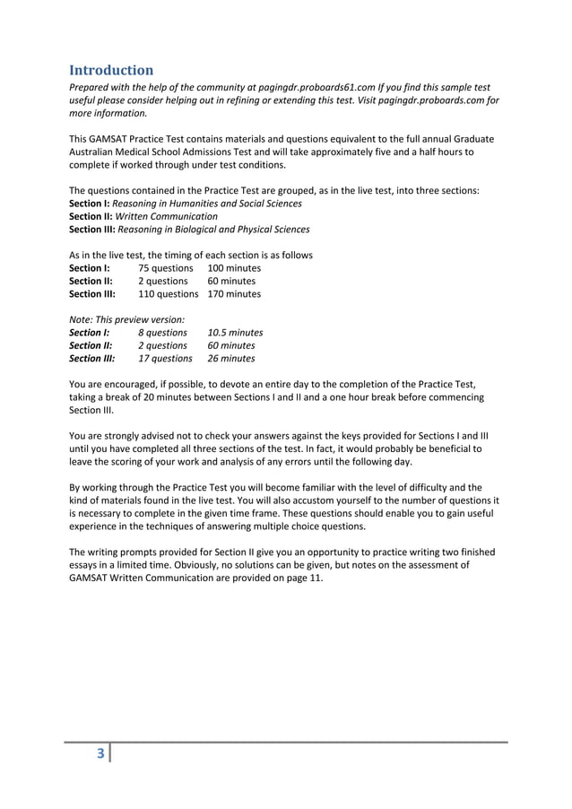 GAMSAT Practice Test (v0.15) | PDF | Standardized Testing | Educational ...