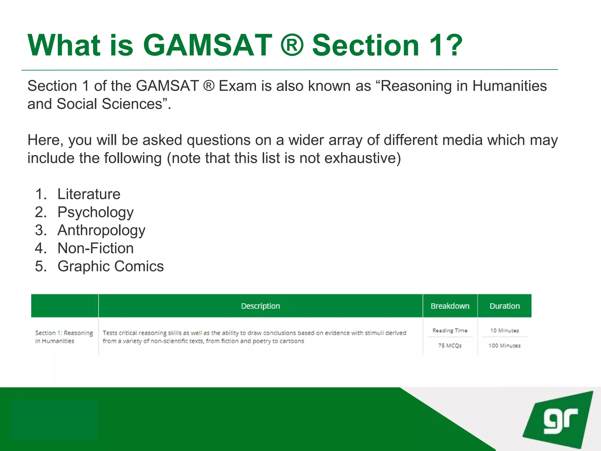 GAMSAT Section 1: How to Prepare | PPTX